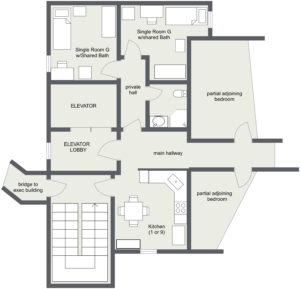 G – Traditional Single/Single Suite Bath Private Hall – The Innternationale